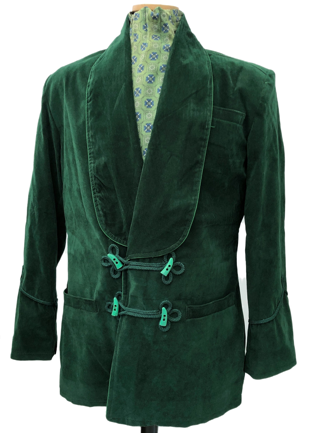Men's Retro Emerald Green Velvet Double Breasted Smoking Jacket • Prel ...