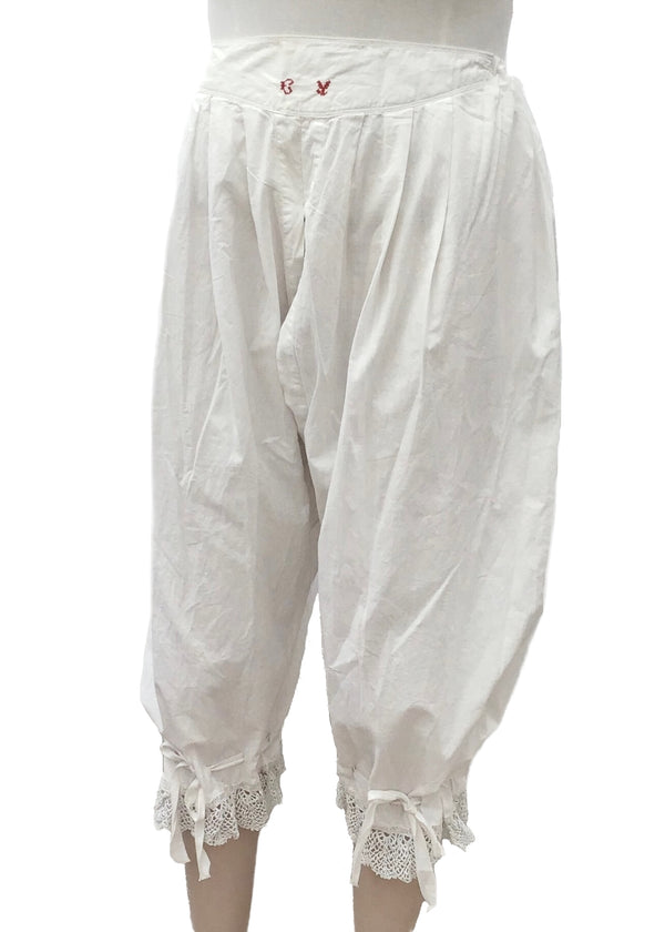 Antique Victorian White Knickerbockers • Split Leg Bloomers – Top Notch ...