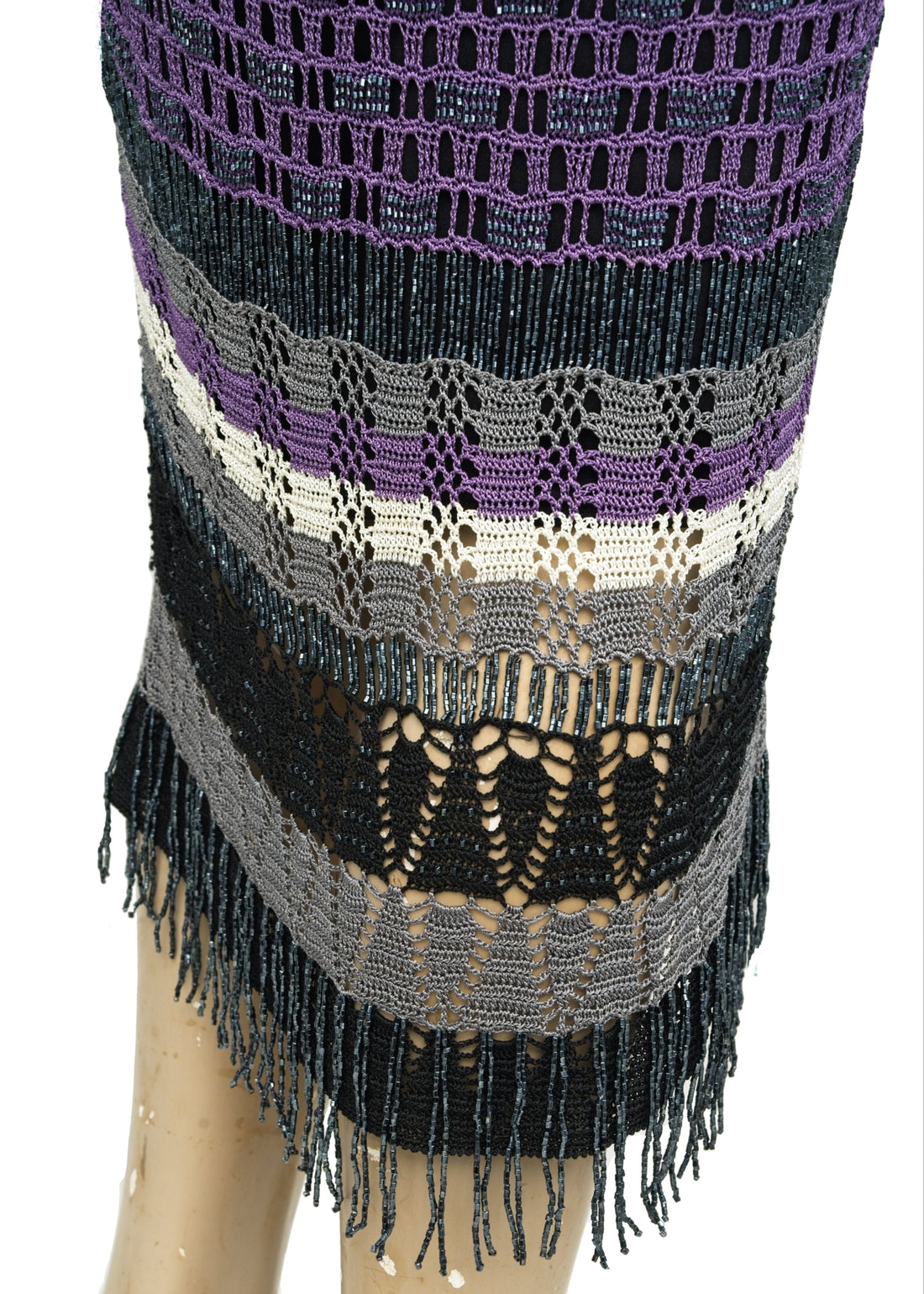 1990s Vintage Purple Beaded Crochet Party Flapper Dress • Egyptian Rev ...