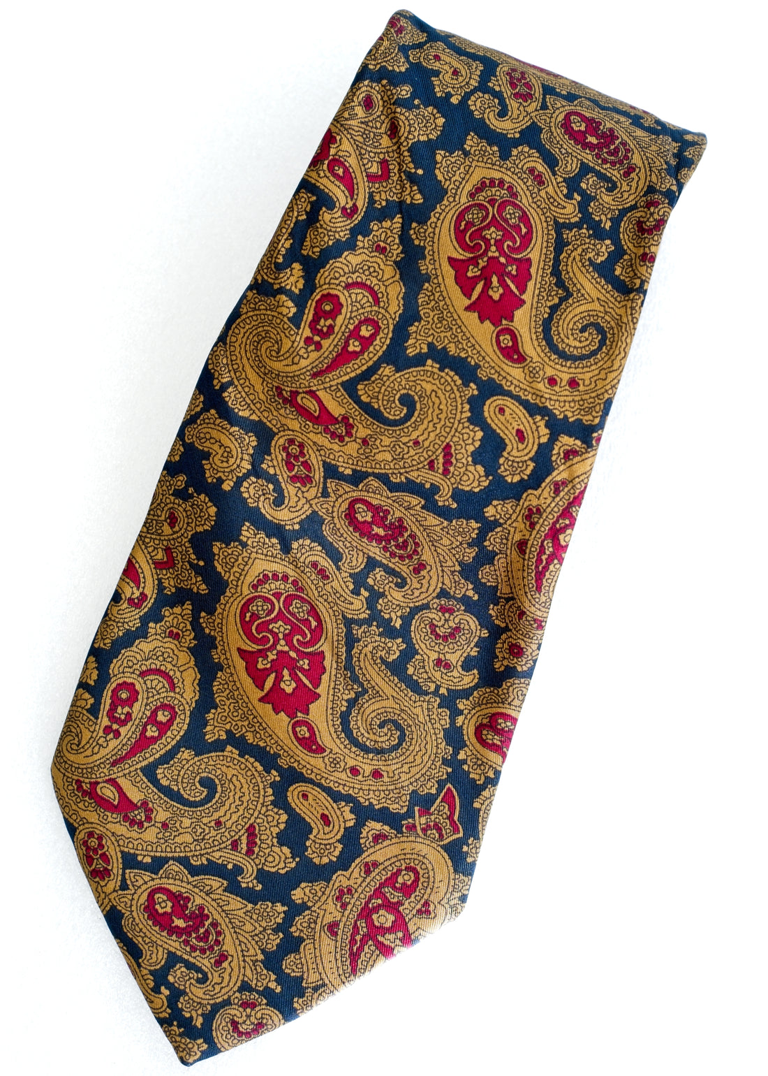 1990s Peppino Paisley Silk Tie Navy Blue Gold Necktie – Top Notch Vintage
