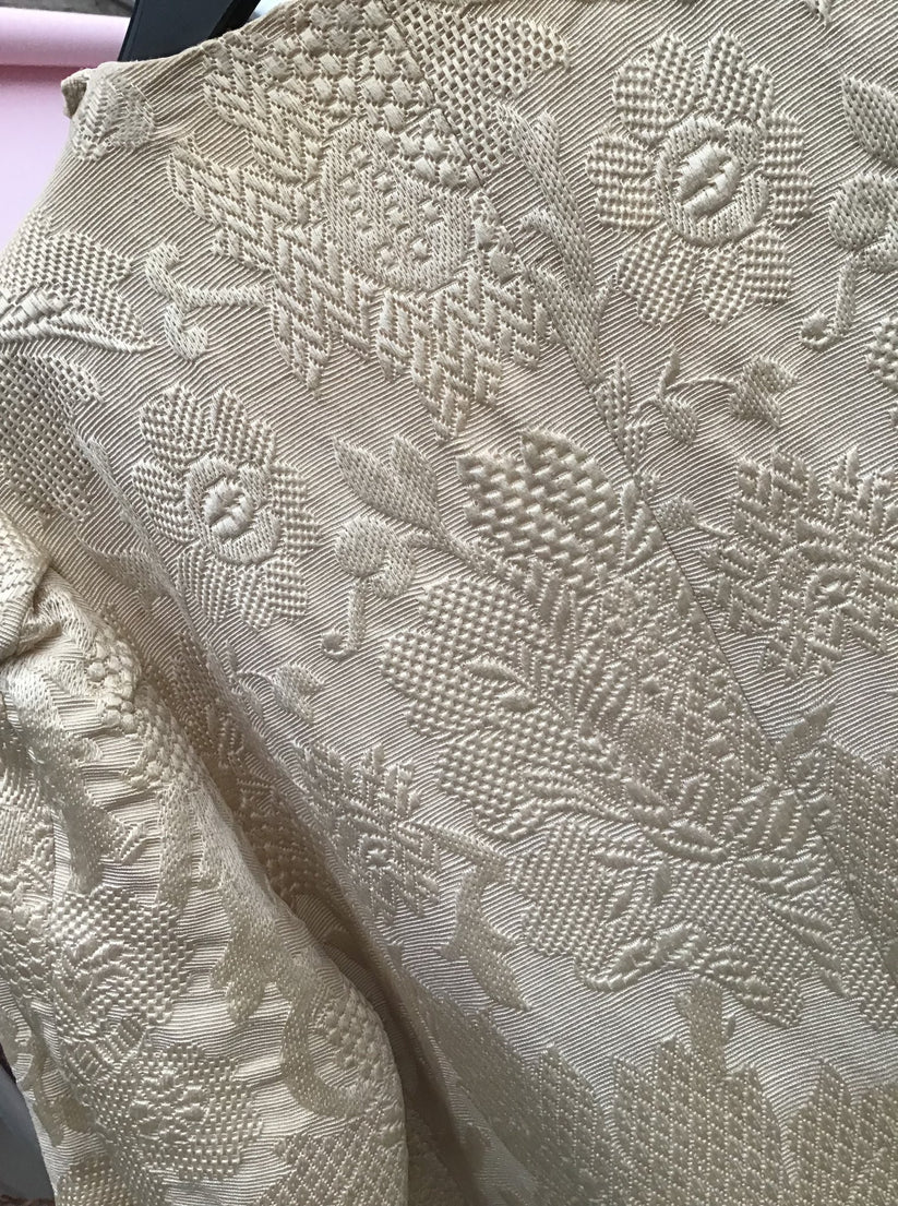 1910s Antique Edwardian Cream Silk Matelassé Brocade Drape Coat – Top ...