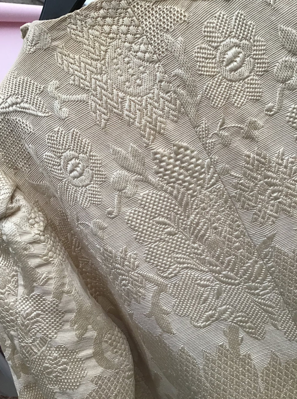 1910s Antique Edwardian Cream Silk Matelassé Brocade Drape Coat – Top ...