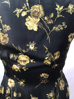 1960s Vintage Frederick Starke Black Floral Silk Dress Set with Box Ja ...