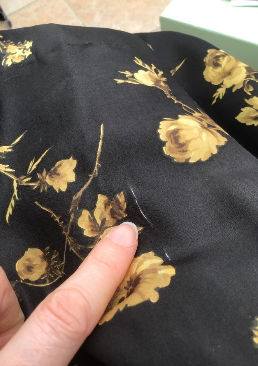 1960s Vintage Frederick Starke Black Floral Silk Dress Set with Box Ja ...