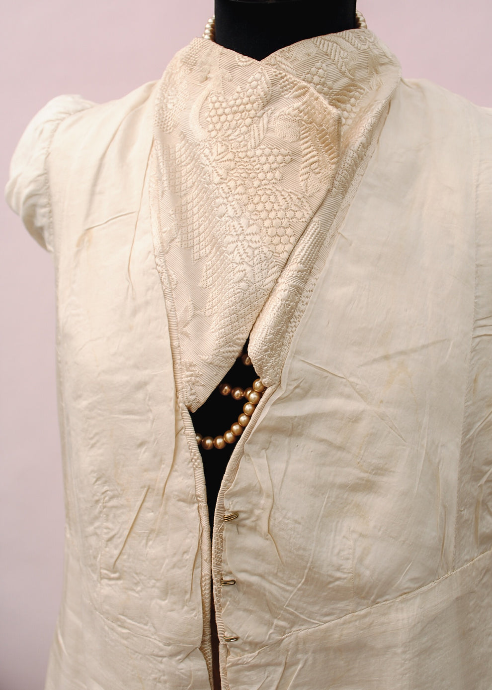 1910s Antique Edwardian Cream Silk Matelassé Brocade Drape Coat – Top ...